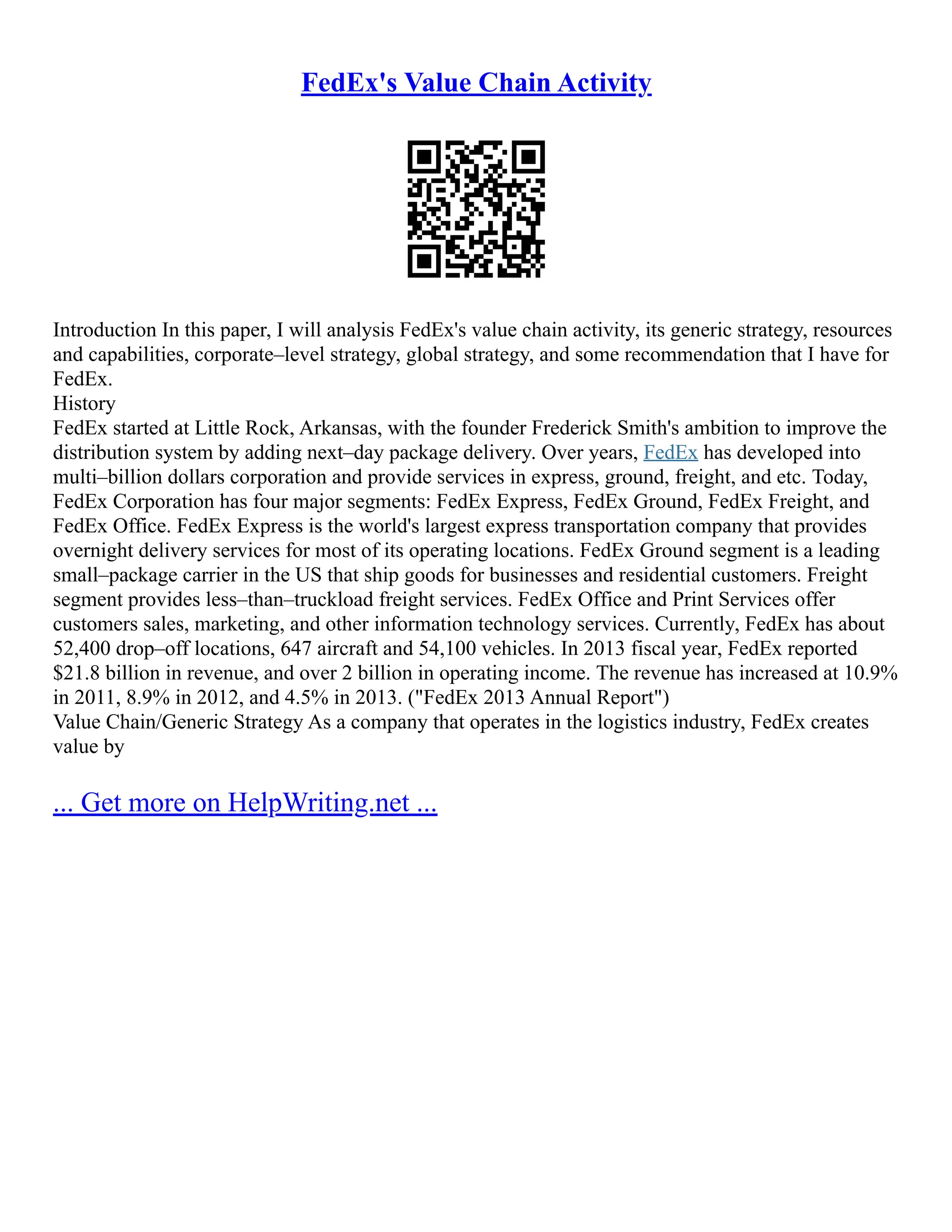 Swot Analysis Of Fedex | PDF | Logistics and Transportation Industry ...