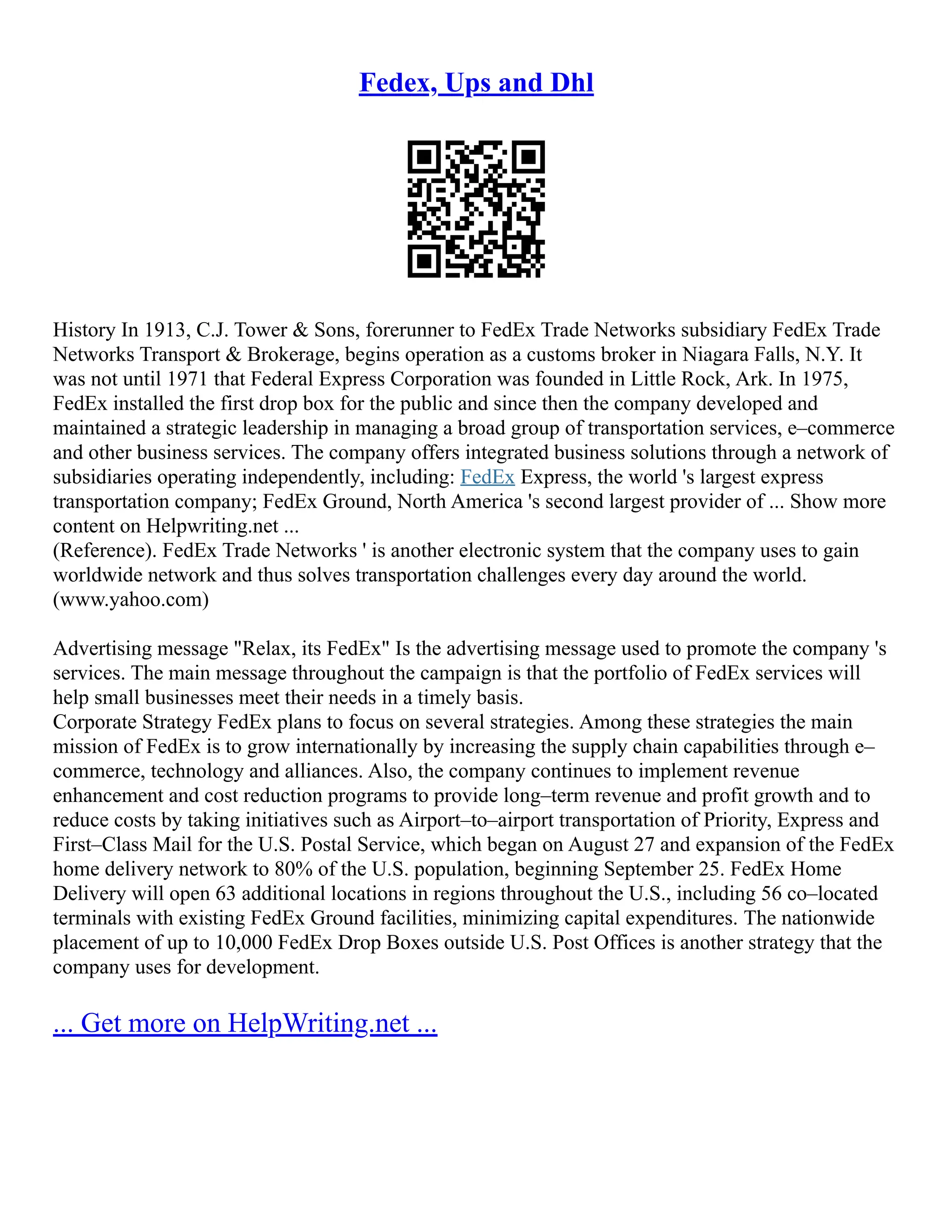 Swot Analysis Of Fedex | PDF | Logistics and Transportation Industry ...