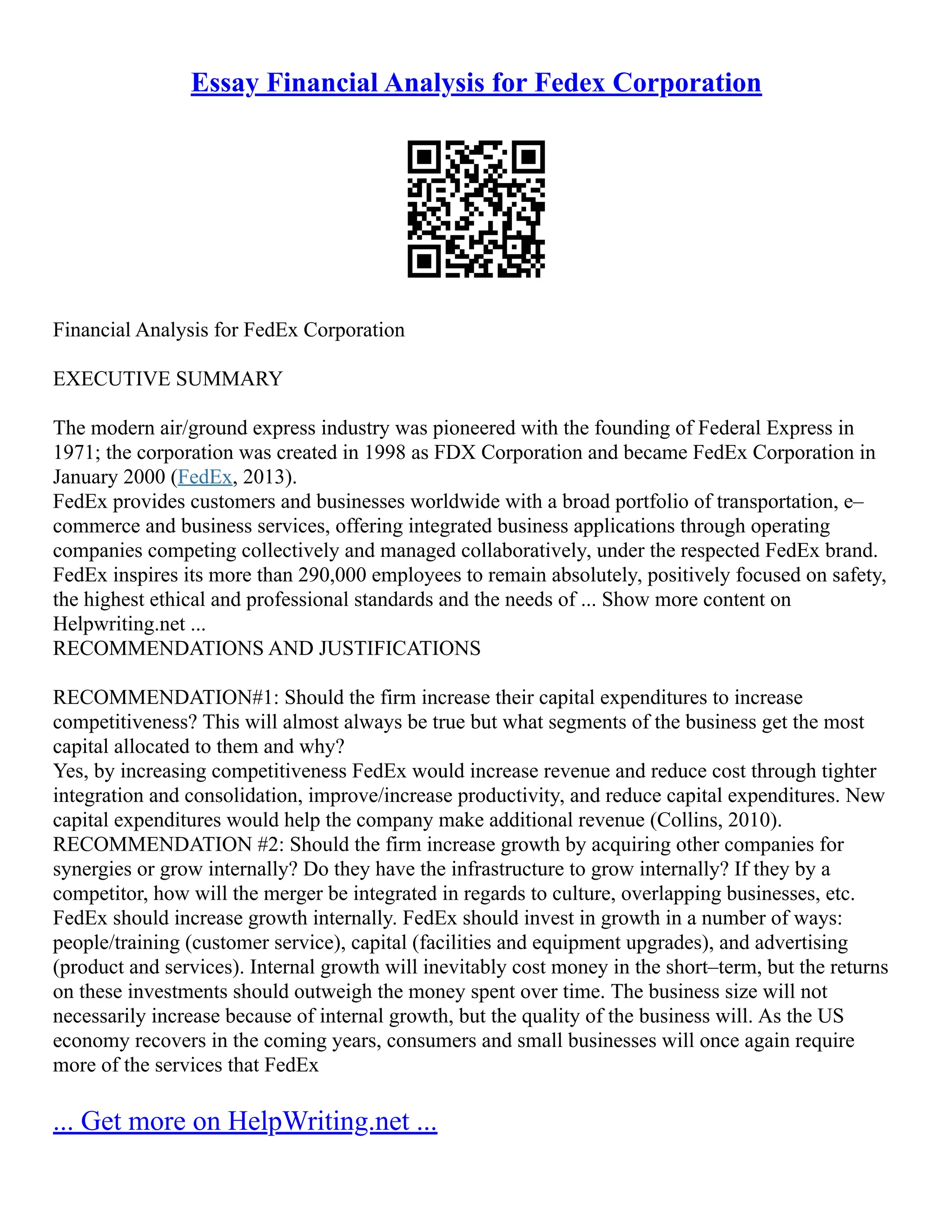 Swot Analysis Of Fedex | PDF | Logistics and Transportation Industry ...