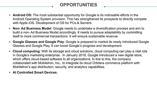 Swot analysis of google | PPTX