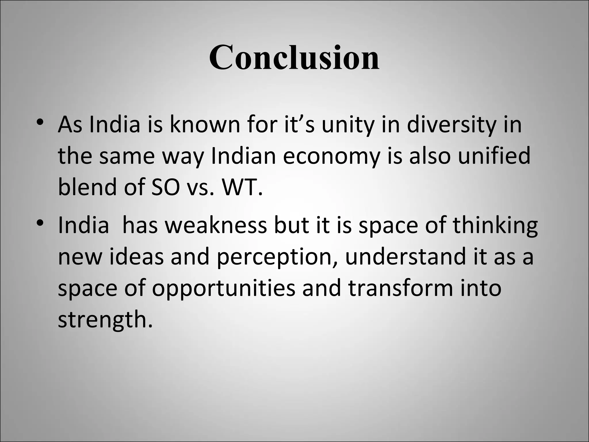 SWOT analysis of indian economy | PPT