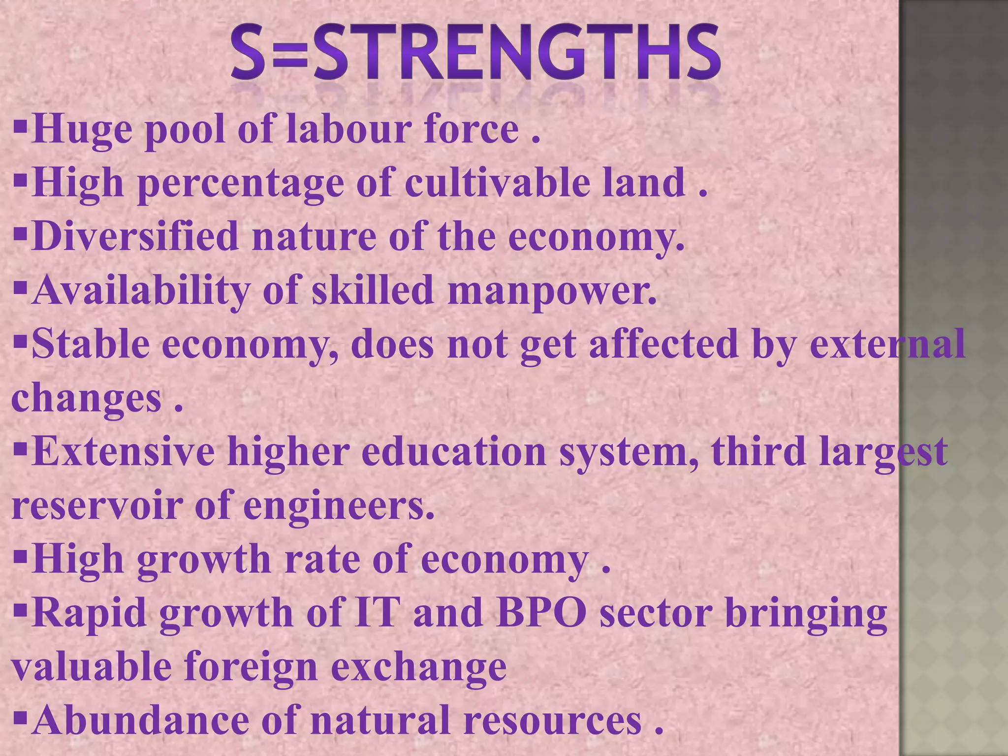 Swot analysis of indian economy | PPT