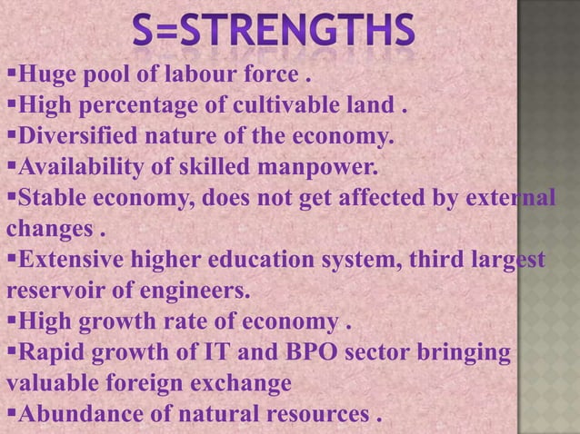 Swot analysis of indian economy | PPT