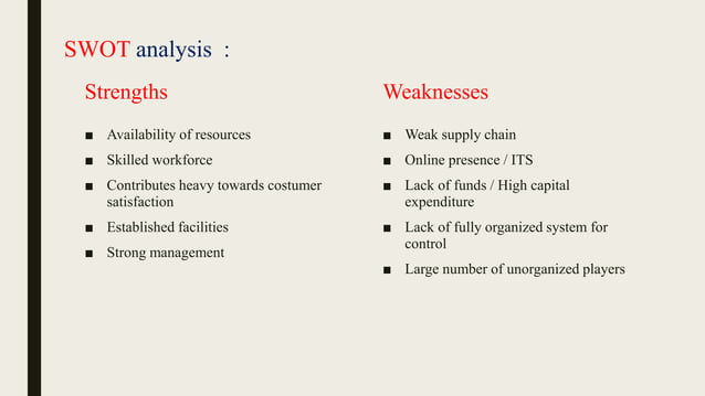 Swot analysis of logistics sector in india | PPTX