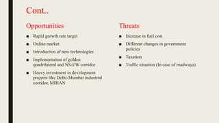 Swot analysis of logistics sector in india | PPTX
