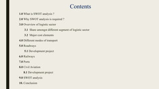 Swot analysis of logistics sector in india | PPTX