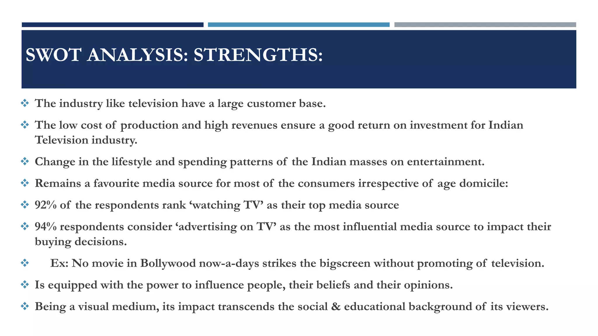 Swot analysis of media & entertainment industry by sruthi | PPTX