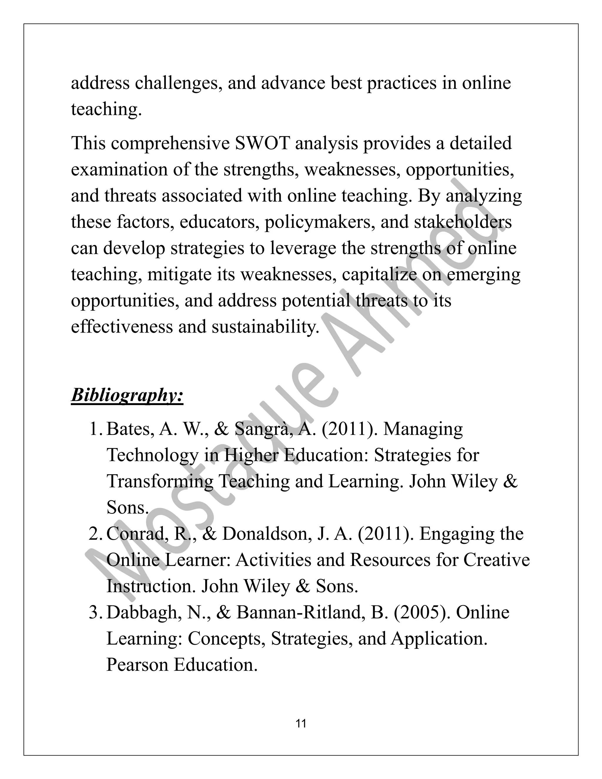 SWOT analysis of Online Teaching....docx