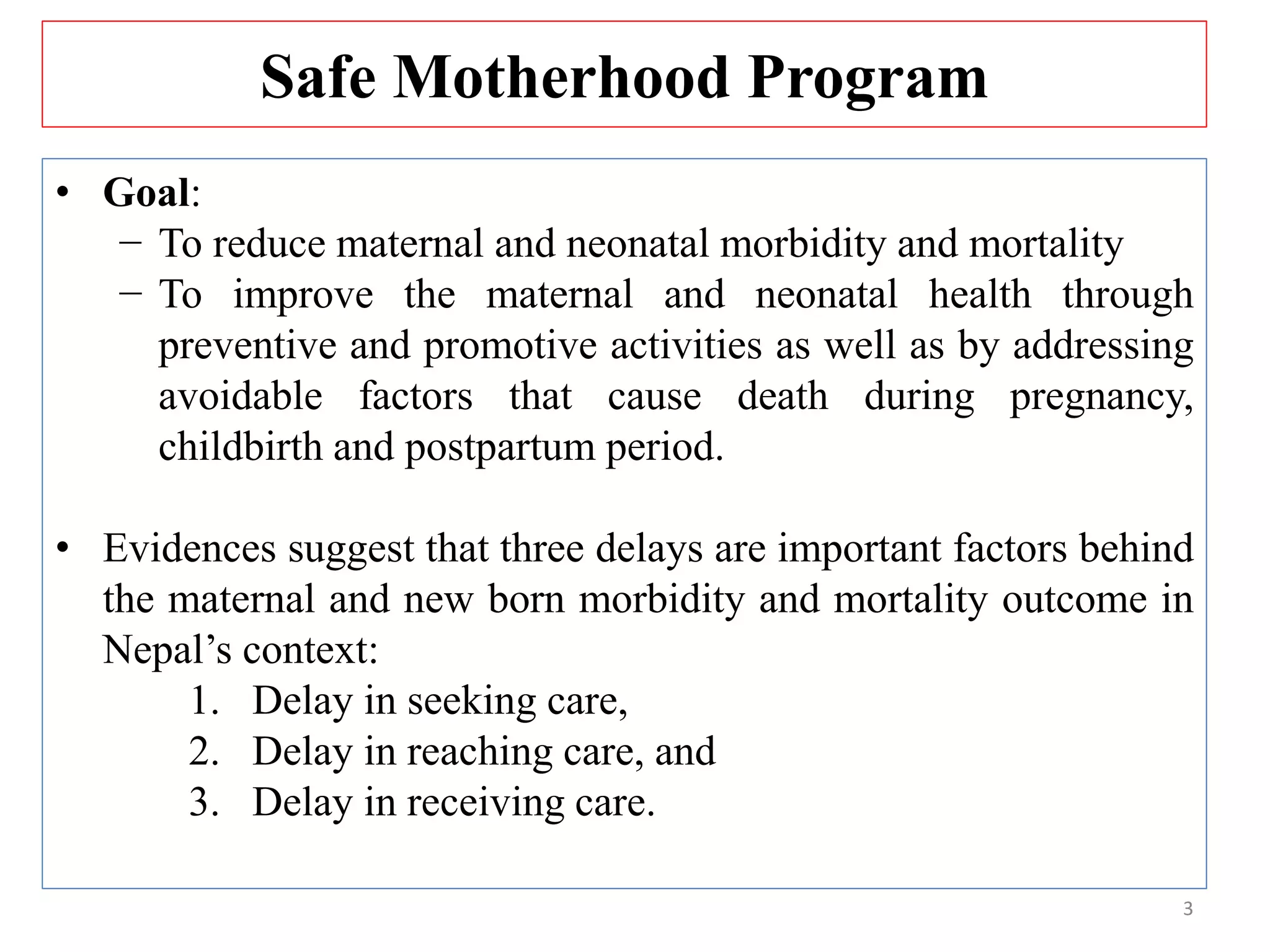 Swot analysis of safe motherhood program of Nepal | PPTX