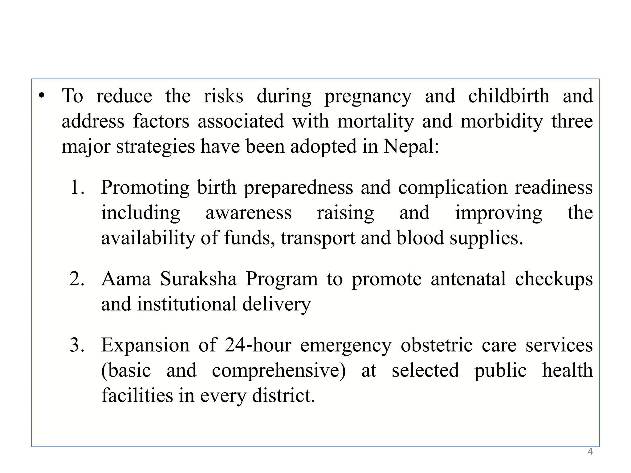 Swot analysis of safe motherhood program of Nepal | PPTX