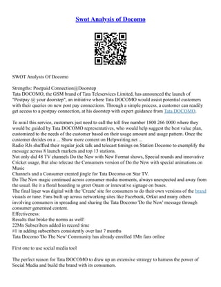 Swot Analysis Of Tata | PDF