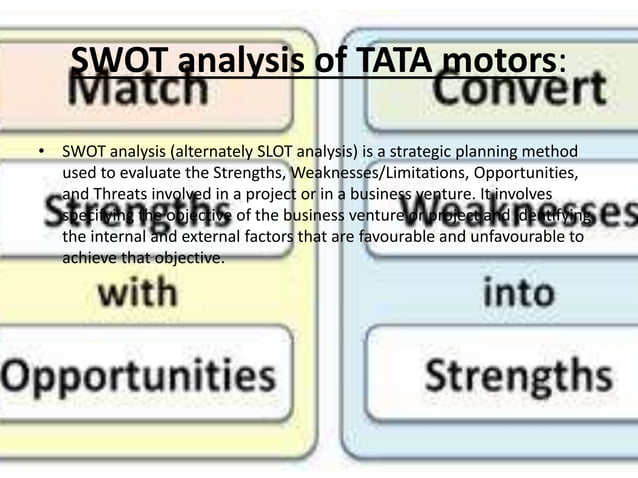 Swot analysis of tata motors | PPTX | Automotive Industry | Industries