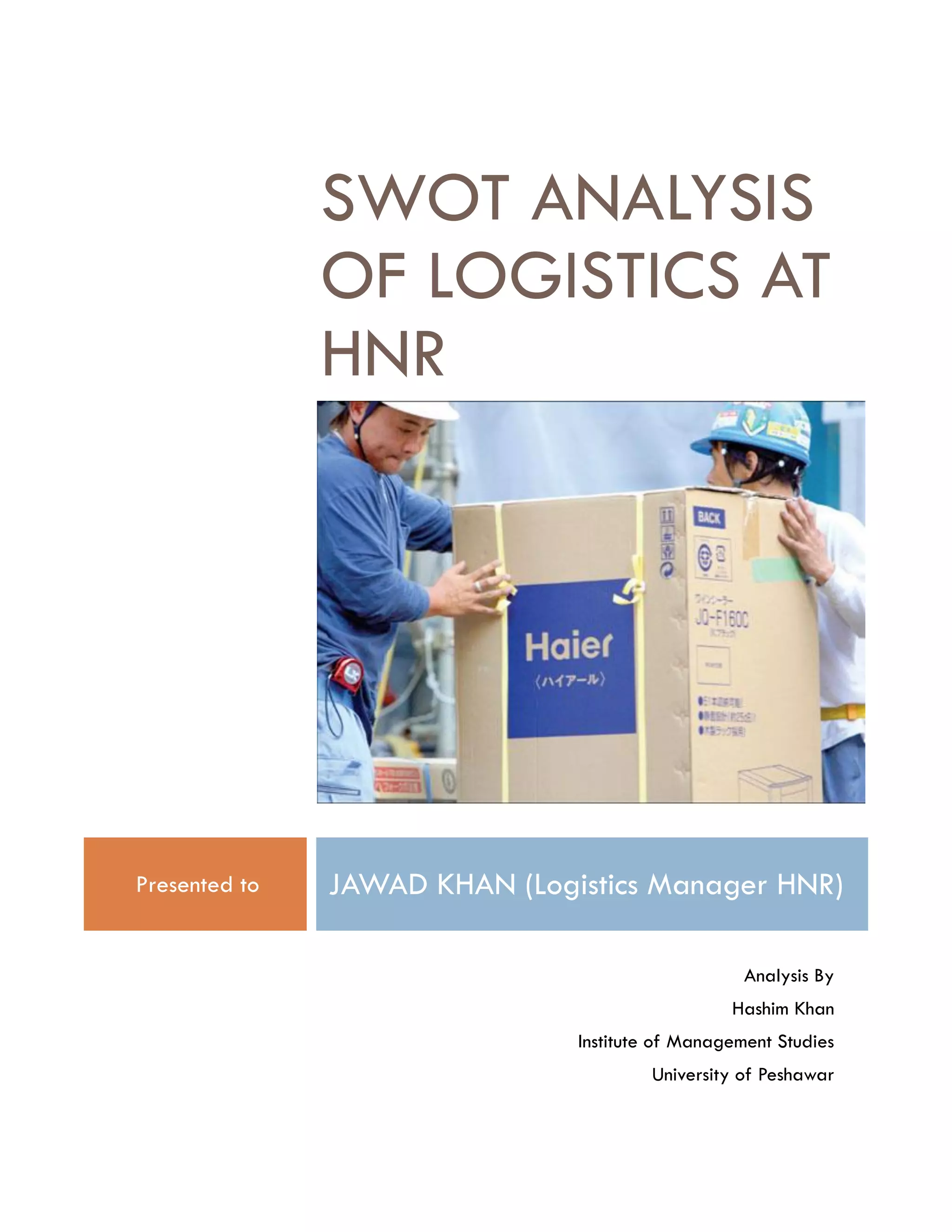Swot analysis of the logistic at haier pakistan | PDF