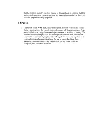 Swot analysis of the telecom industry | PDF