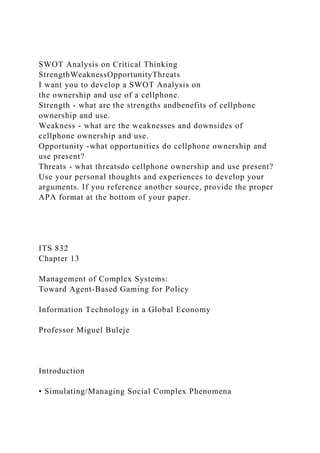 SWOT Analysis on Critical ThinkingStrengthWeaknessOpportunityThr.docx