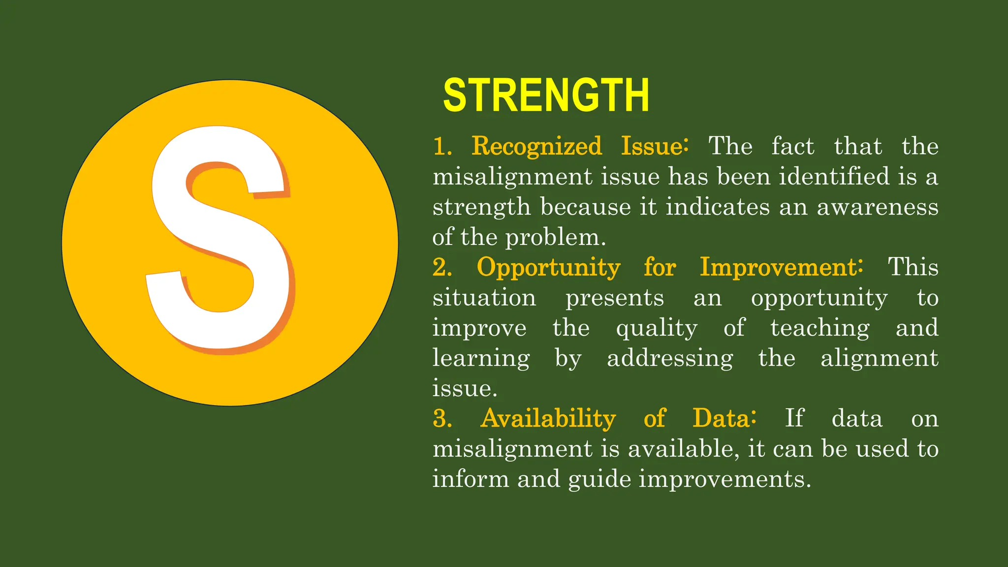 SWOT ANALYSIS ON LEARNING OBJECTIVES NOT ALIGNED IN A TEACHING ...