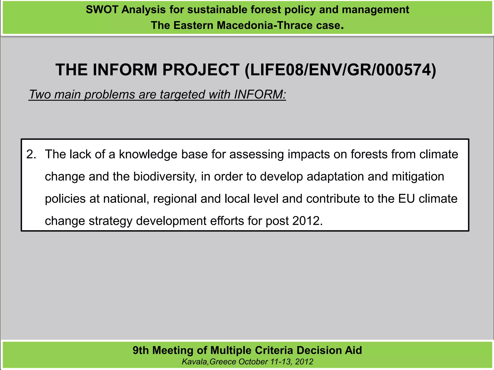 Swot analysis on sustainable forest policy and management the Εastern ...