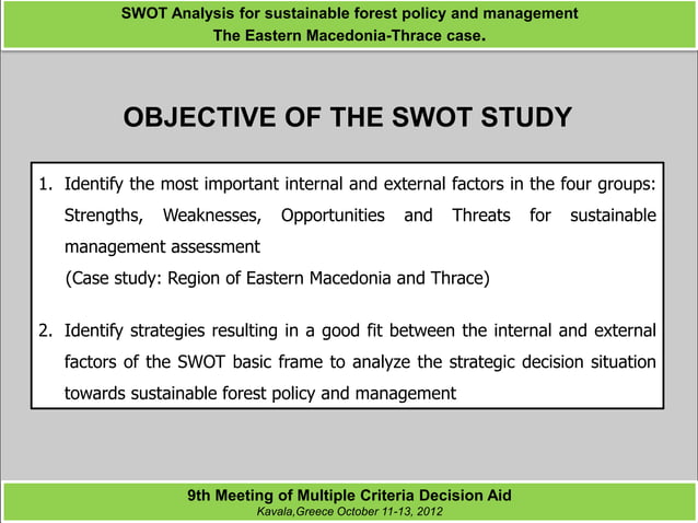 Swot analysis on sustainable forest policy and management the Εastern ...