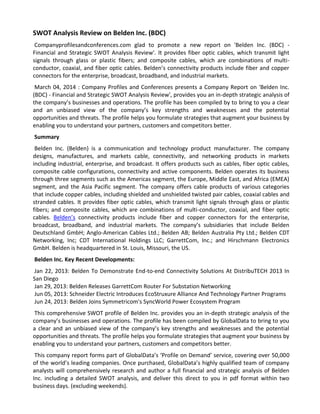 Swot analysis review on belden inc. (bdc) | DOCX