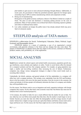 SWOT analysis of TATA motors | PDF