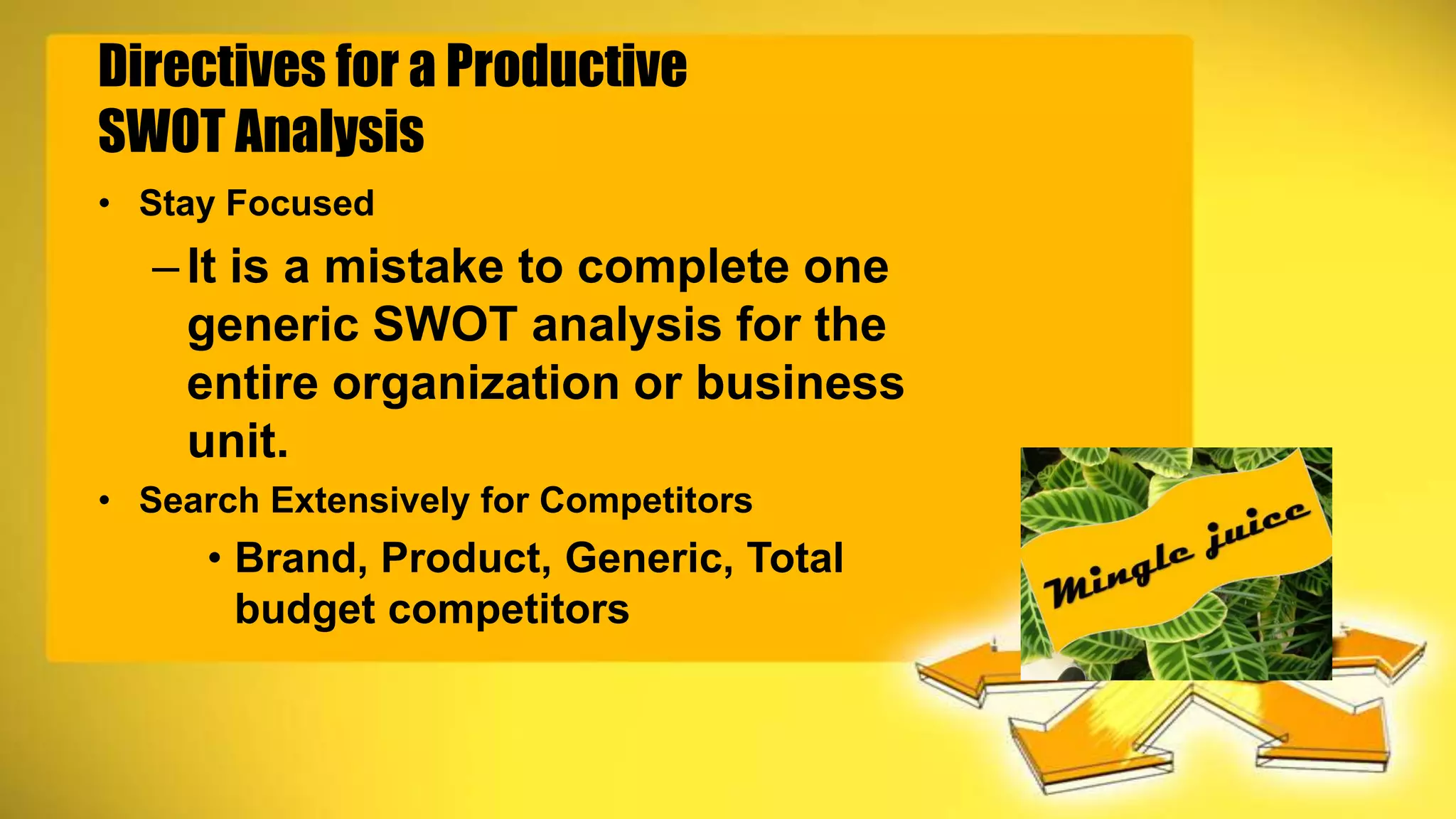 Swot analyzing of mingle juice | PPTX