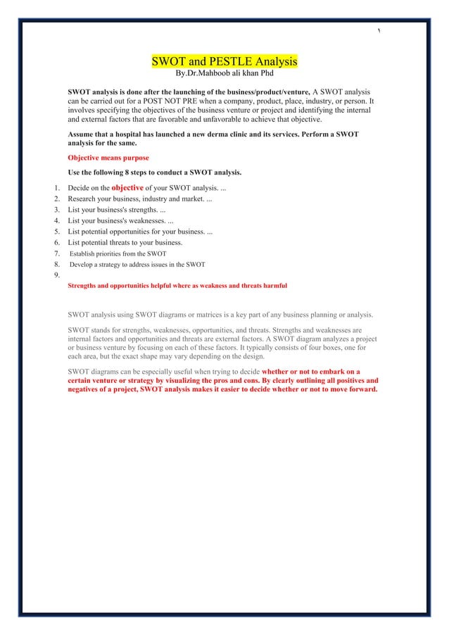 Swot and pestle analysis | PDF