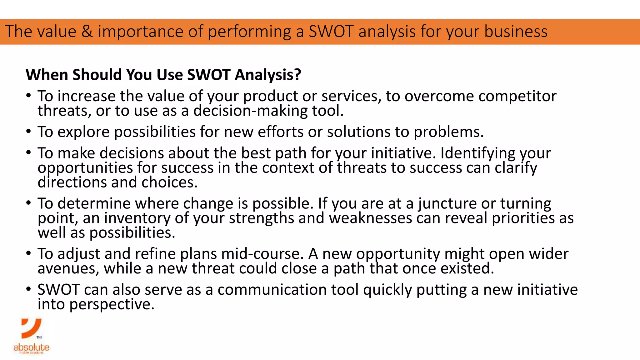 The value and importance of performing a SWOT analysis for your ...