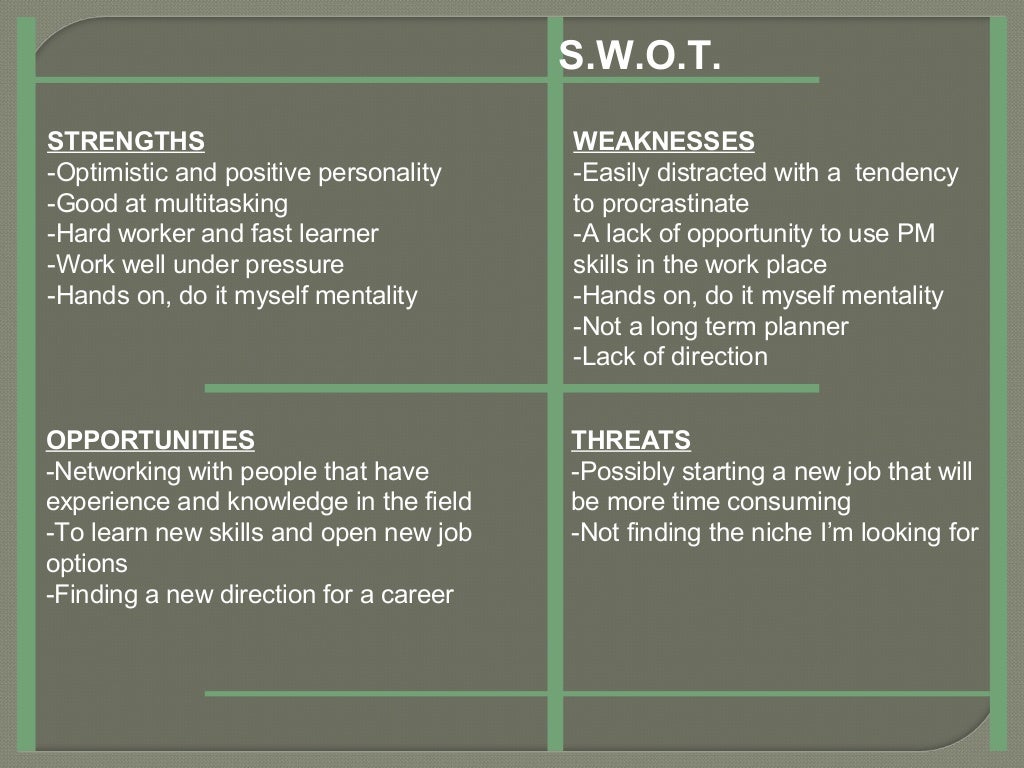 SWOT Examples PM 401