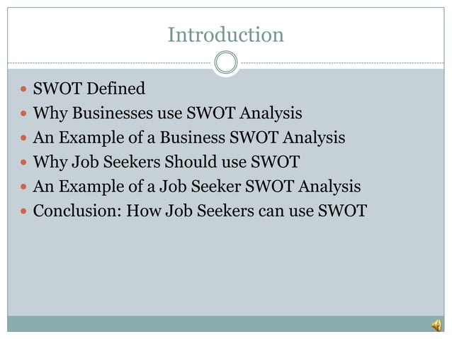 Job Seekers & SWOT Analysis | PPSX