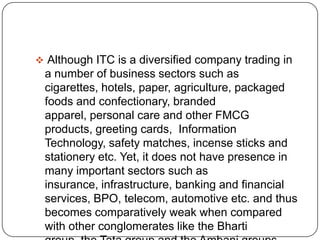 Swot of itc ppt | PPTX | Large Business | Business