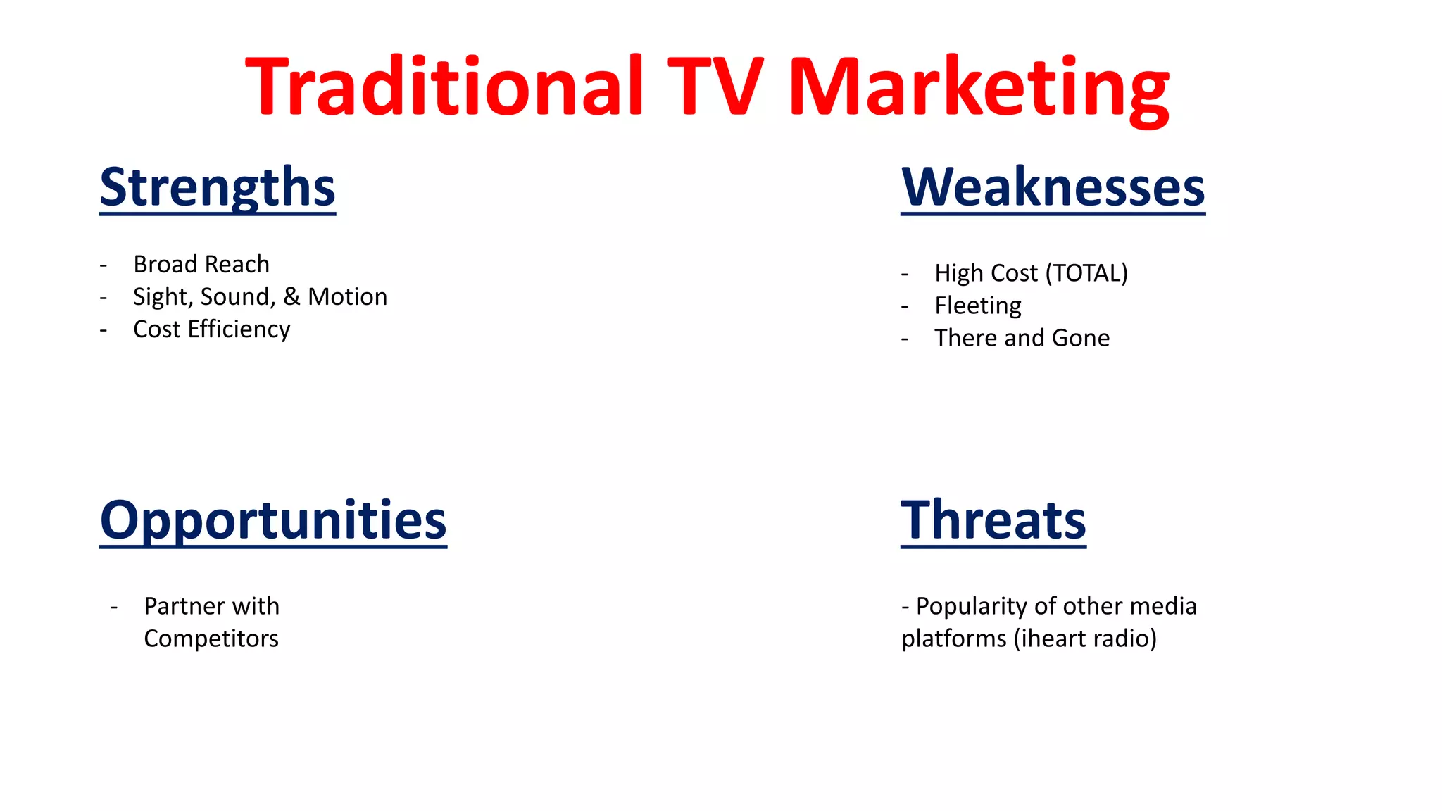 SWOT of TV marketing | PPTX