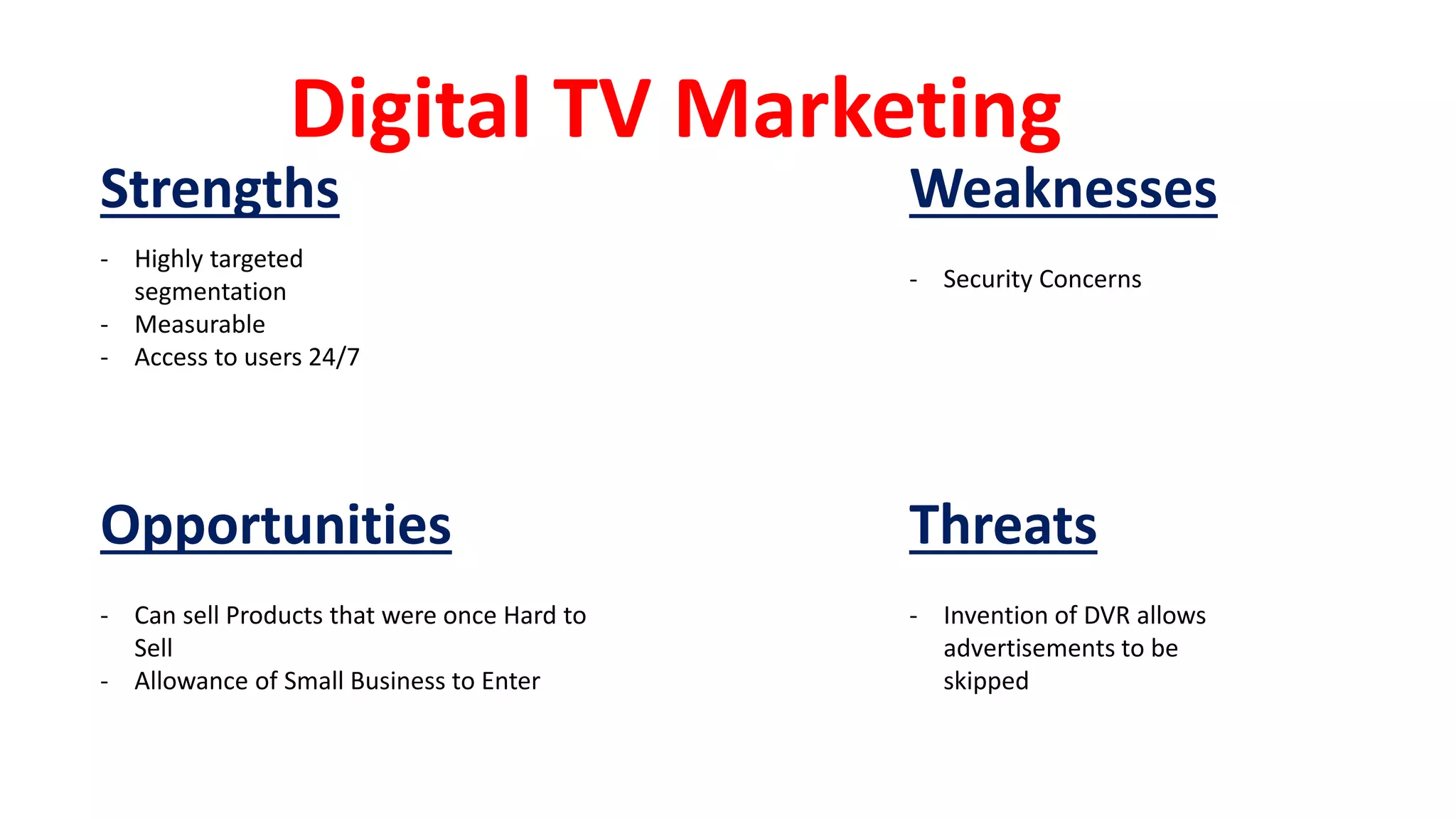SWOT of TV marketing | PPTX