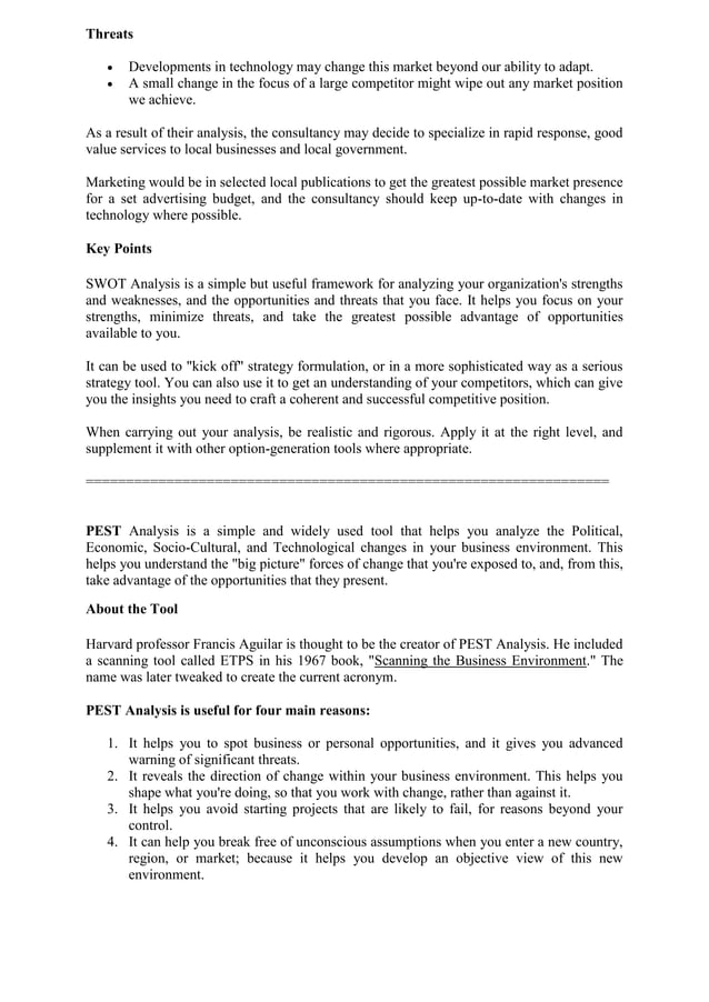 SWOT & PEST Analysis | PDF