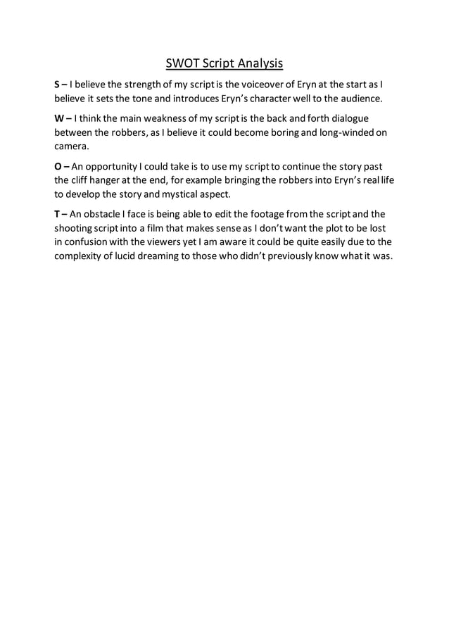 Swot script analysis | PDF