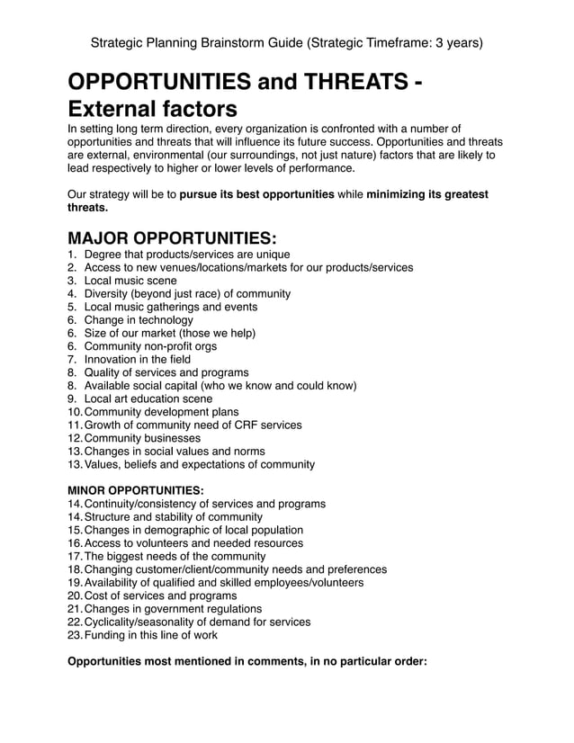 *SAMPLE* SWOT Summary - Student Affairs | PDF