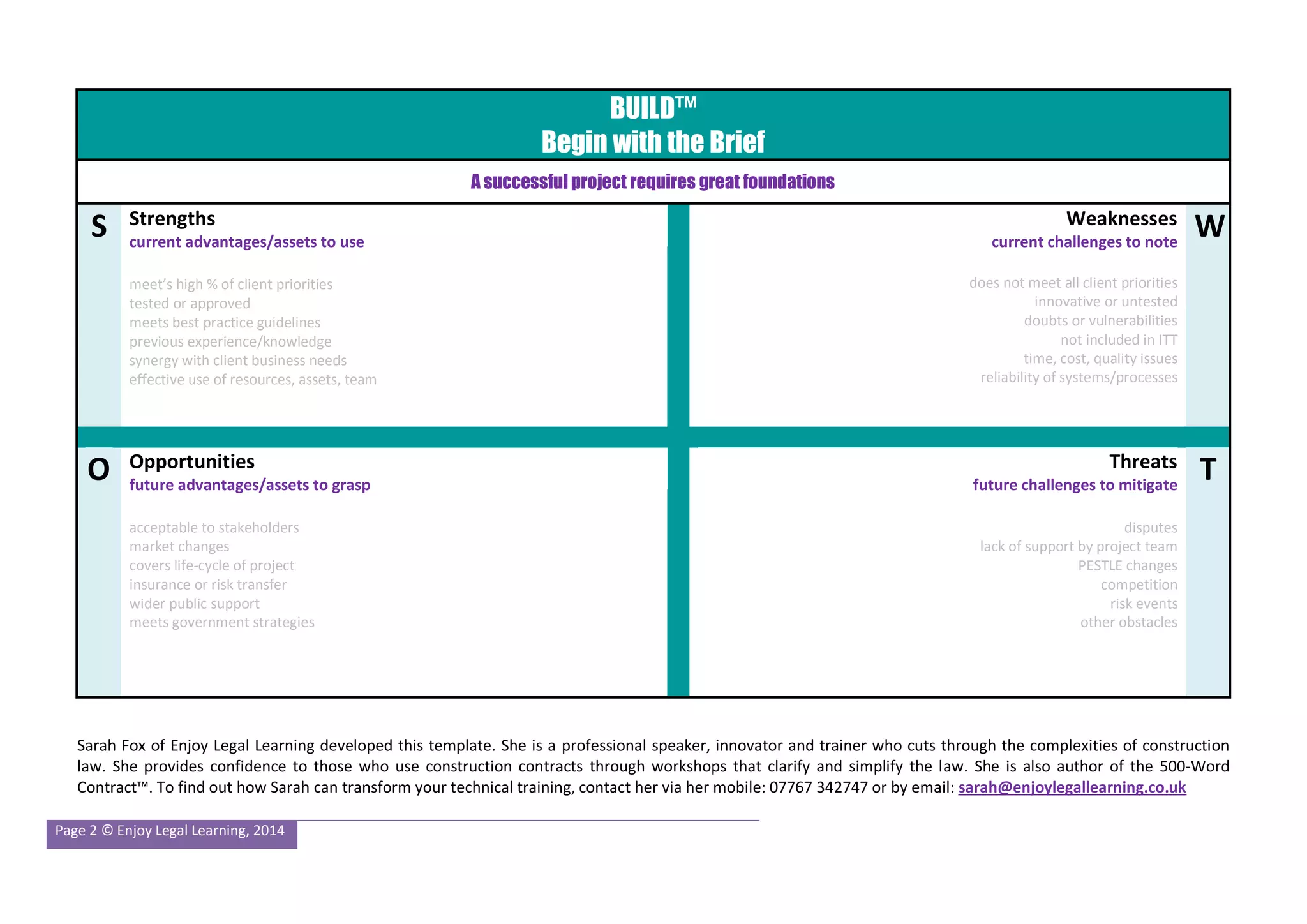 SWOT template for Construction Projects | PDF
