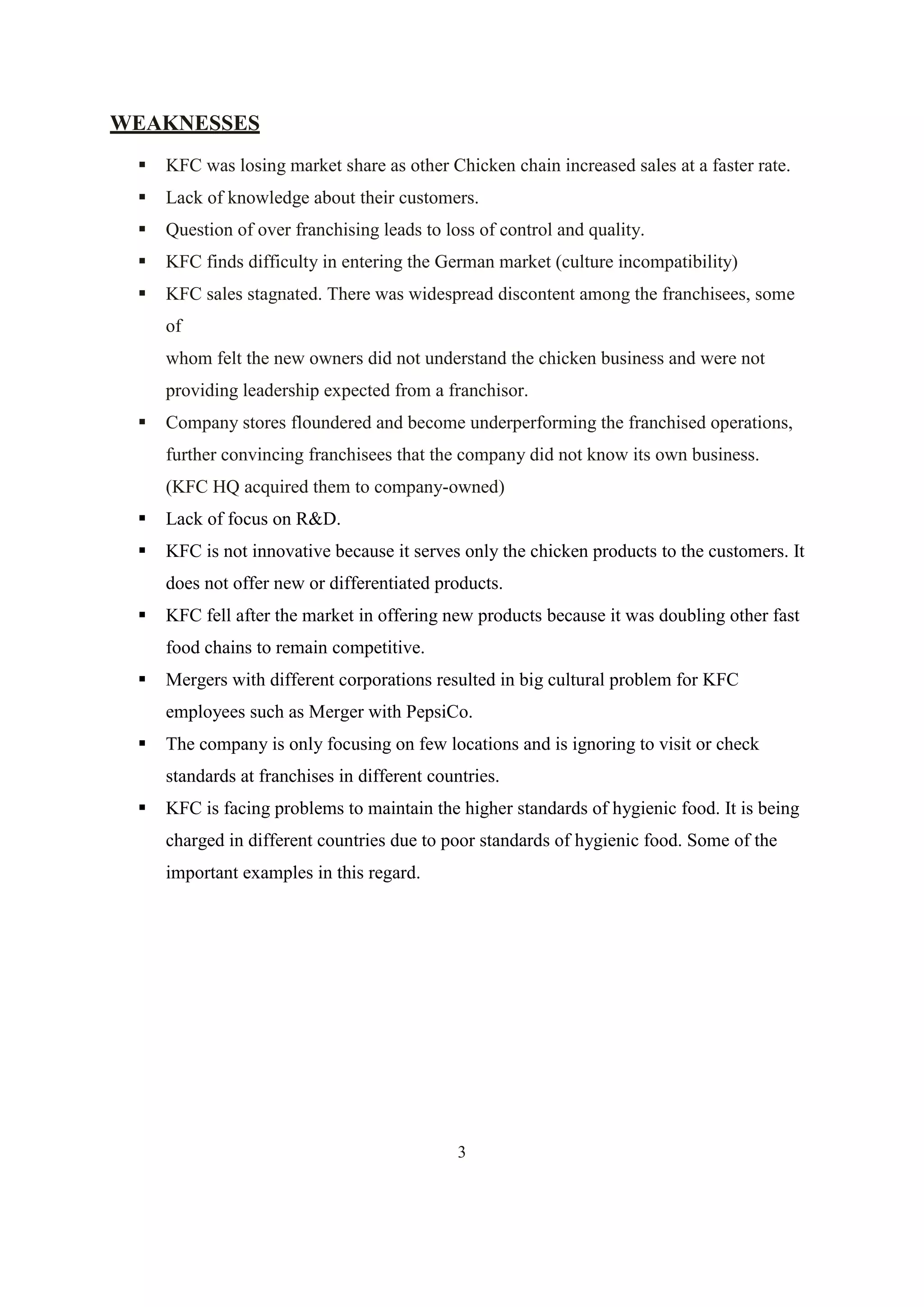 SWOT Analysis Yum! Brands,pizza hut and kfc | DOCX