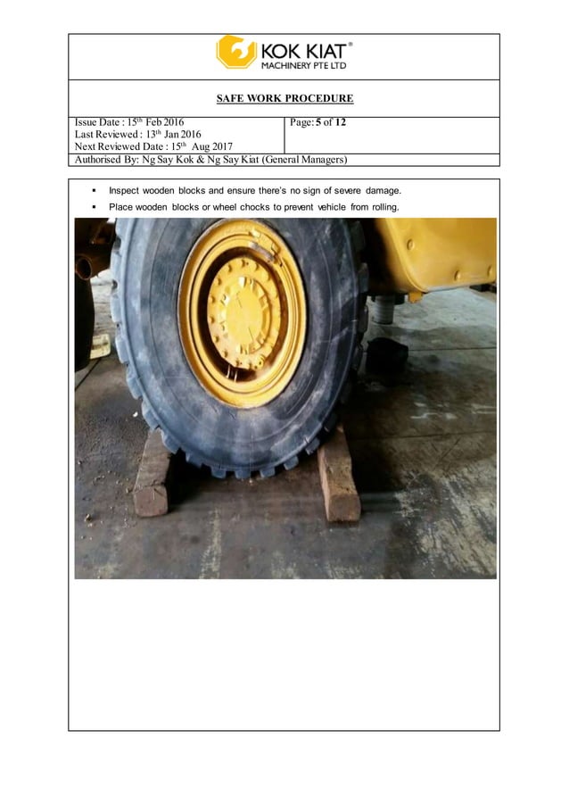 Swp for jacking of articulated dumper truck | DOCX
