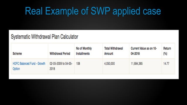 Presentation on SWP in Mutual Funds | PPTX | Stocks and Bonds ...