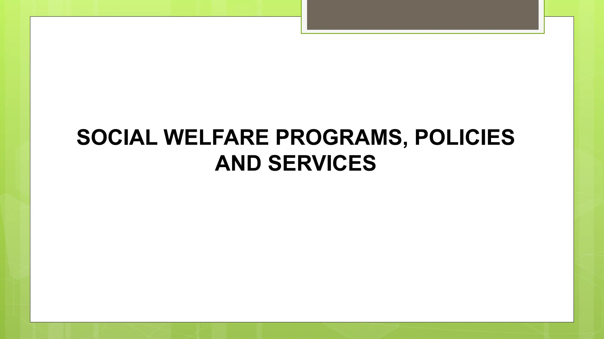 PowerPoint for Social Welfare Policies Programs and Services | PPTX