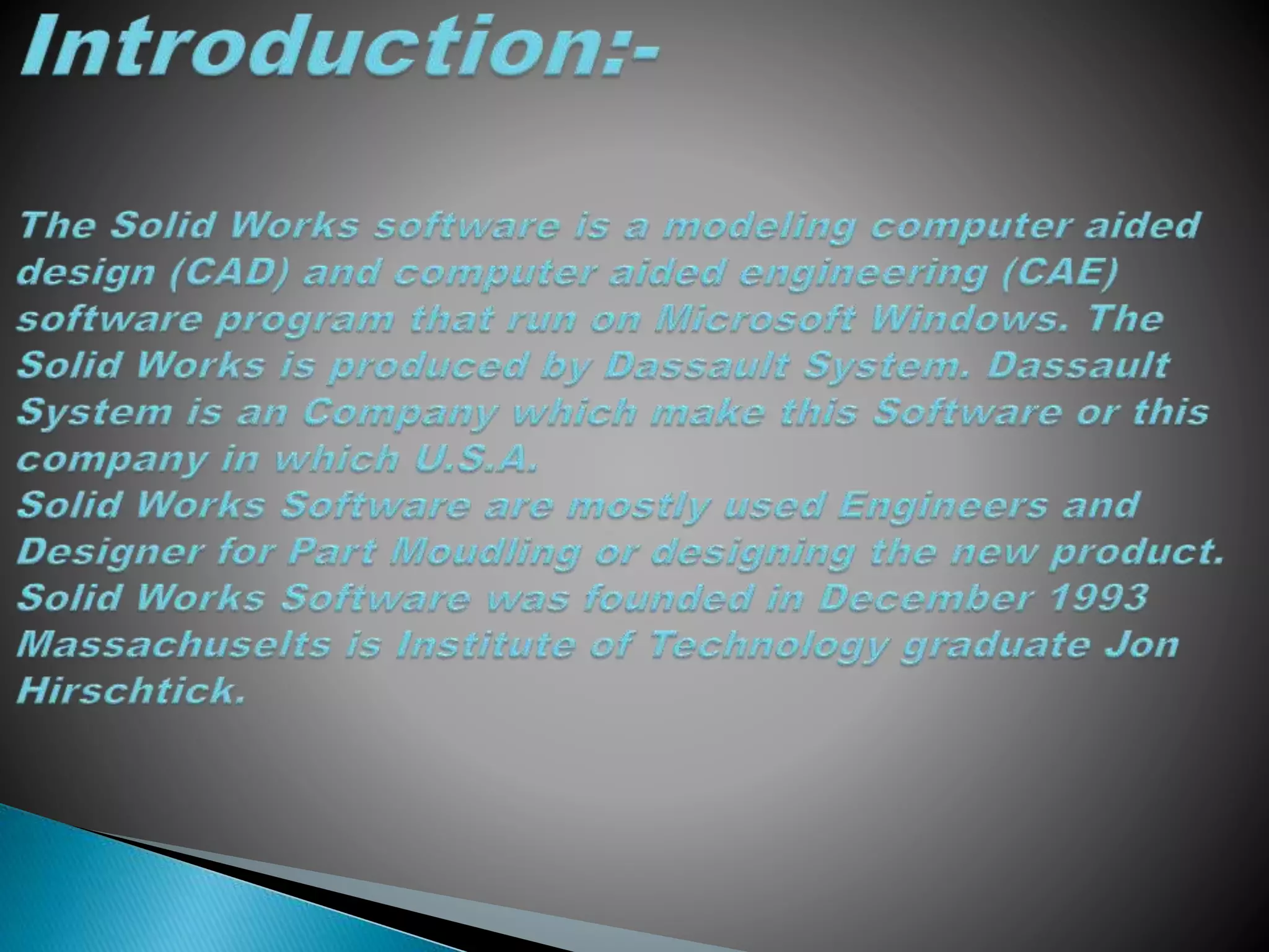 SolidWorks PPT | PPTX | Computer Software and Applications | Computing