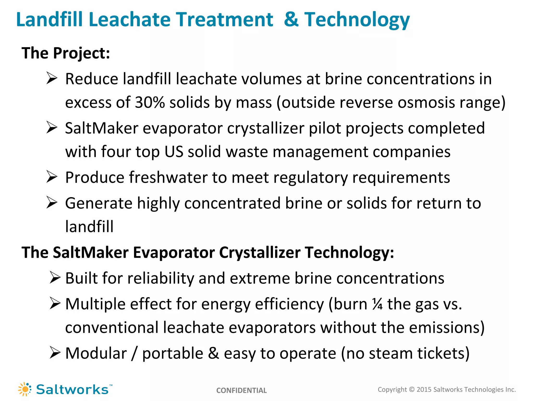 SaltMaker Evaporator Crystallizer Project Results: Treatment of ...