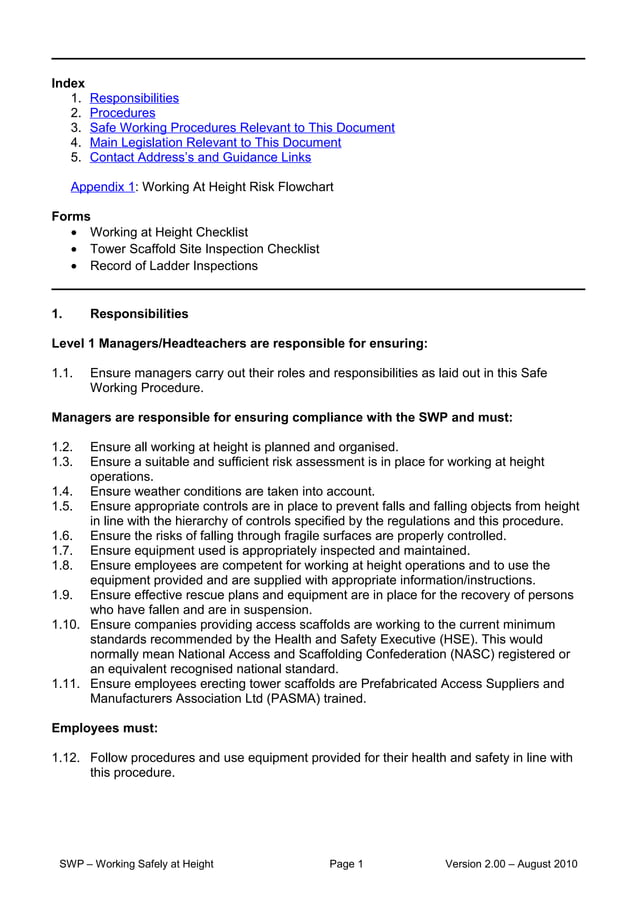 Swp working safely at height | PDF