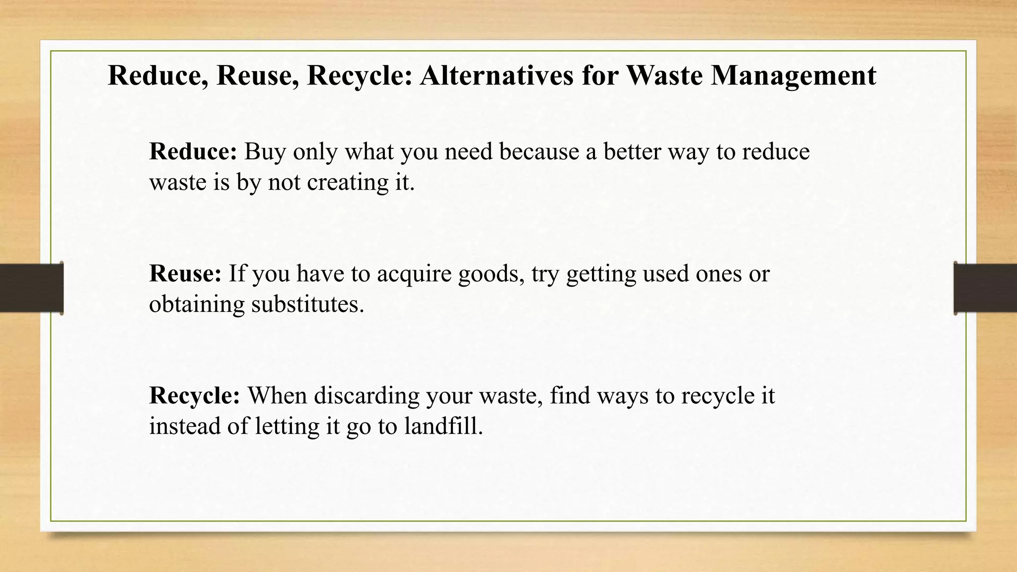 Solid waste reduce, recycle and reuse | PPTX