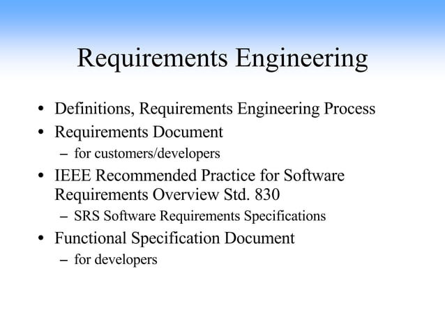 Sw Requirements Engineering | PPT