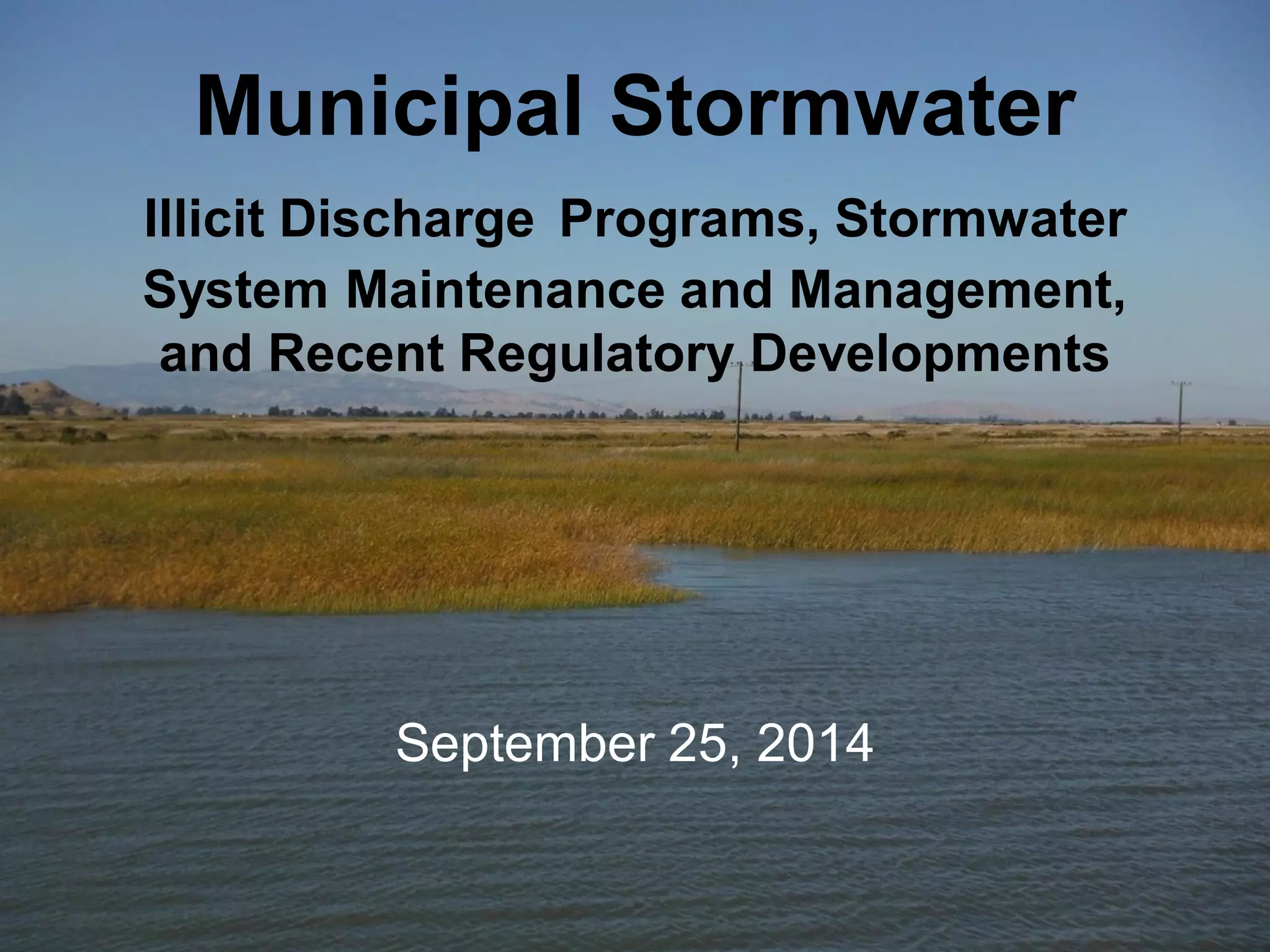 Municipal Stormwater Illicit Discharge Programs, Stormwater System ...