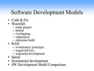 Sw Software Development Models | PPT