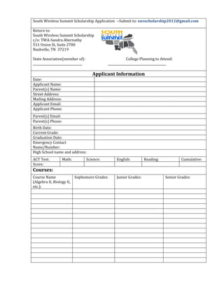 SWS Scholarship Guidelines and Application | PDF