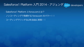 Salesforce1 Platform 入門 2014 〜改めて基本から理解するforce.com〜 | PPT
