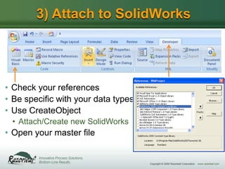 SolidWorks Design Automation Using the SolidWorks API, Microsoft Excel ...